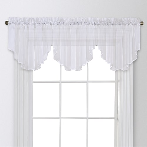 Regal Home Voile Solid Rod Pocket Ascot Valance  One Size  White