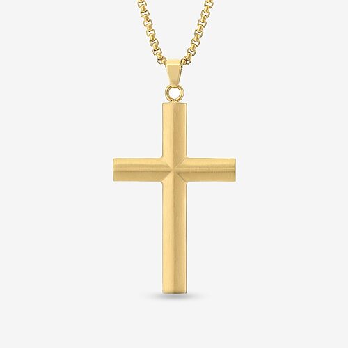 Click here for Mens Gold Ion Plated Stainless Steel Cross Pendant... prices