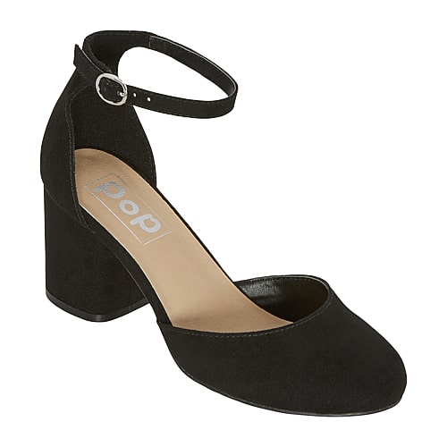 Click here for Pop Womens Gal Block Heel Pumps  6 Medium  Black prices