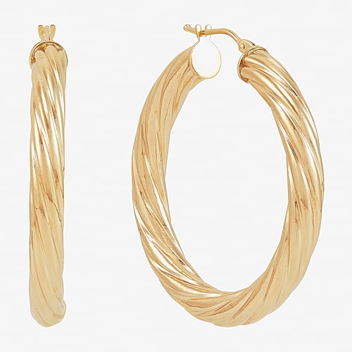 Click here for Made in Italy Womens 14K Gold 35mm Round Hoop Earr... prices