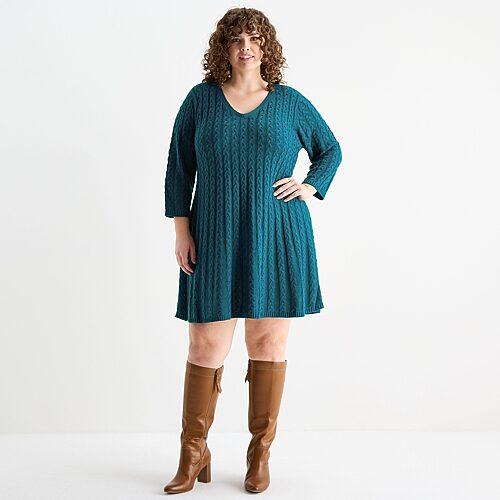Click here for Jessica Howard Womens Plus 3/4 Sleeve Sweater Dres... prices