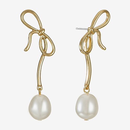 Click here for Bijoux Bar Womens Simulated Pearl Bow Hypoallergen... prices