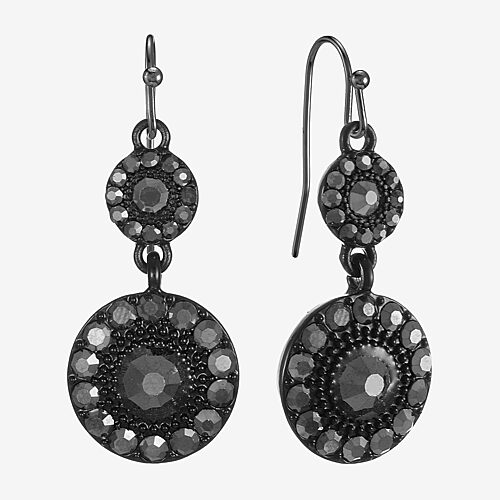 Click here for Mixit Black Womens Gray Glass Round Drop Earrings... prices