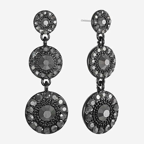 Click here for Mixit Black Womens Gray Glass Round Hypoallergenic... prices
