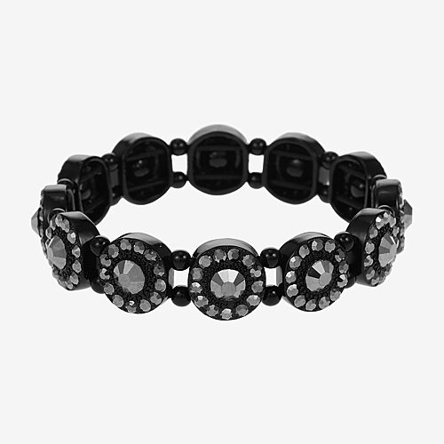 Click here for Mixit Black Womens Gray Glass Round Stretch Bracel... prices