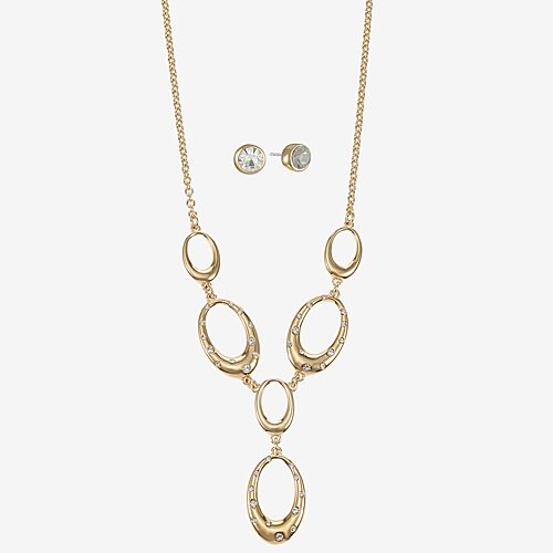 Click here for Liz Claiborne Y Necklace & Stud Earring Womens Gla... prices