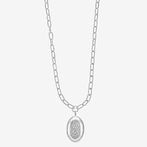 Click here for Liz Claiborne Pave Womens Glass Oval 18 Inch Penda... prices