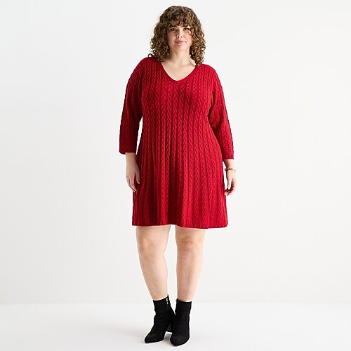 Click here for Jessica Howard Womens Plus 3/4 Sleeve Sweater Dres... prices