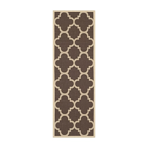 Safavieh Courtyard Collection Gina Geometric Indoor/Outdoor Runner Rug  One Size  Brown