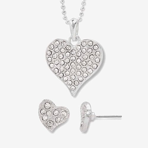 Click here for Mixit Womens Crystal Heart Hypoallergenic 2-pc. Je... prices
