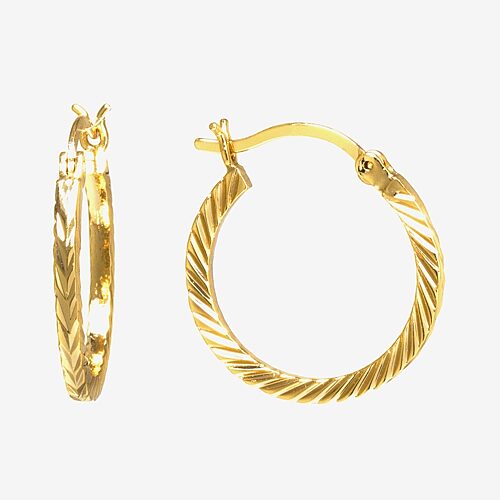 Click here for 21mm Gold Over Brass Diamond Cut Hoop Earrings prices