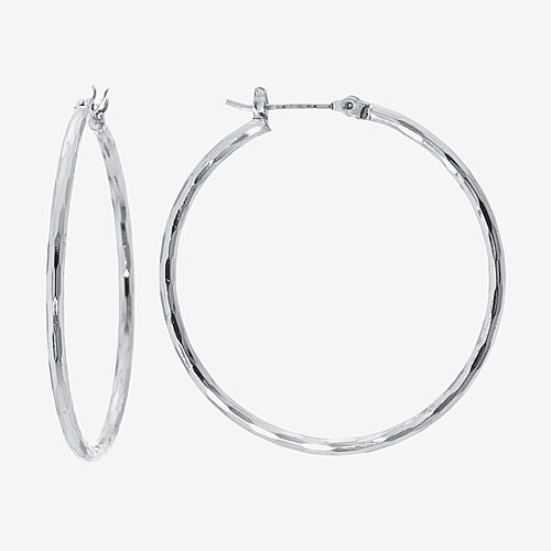 Click here for Fine Silver Plated 40mm Diamond Cut Hoop Earrings prices
