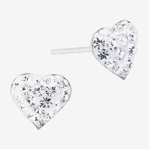 Click here for Silver Treasures Crystal Sterling Silver 7.1mm Hea... prices