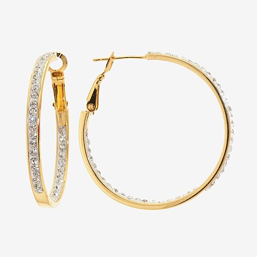 Click here for Athra 14kt. Gold Over Brass 35mm Crystal Hoop Earr... prices