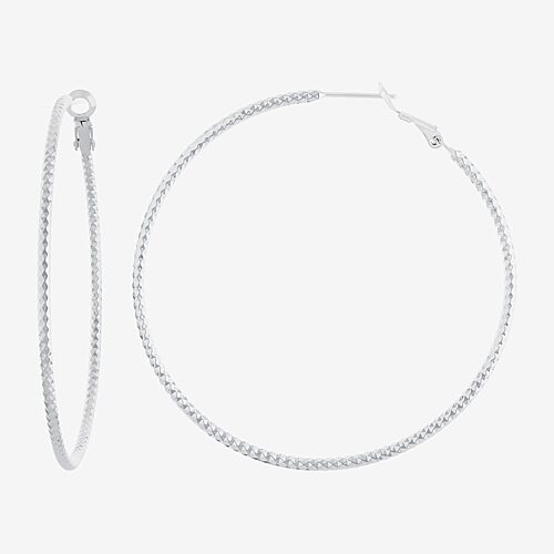 Click here for Silver Reflections Womens Hoop Earrings  One Size prices