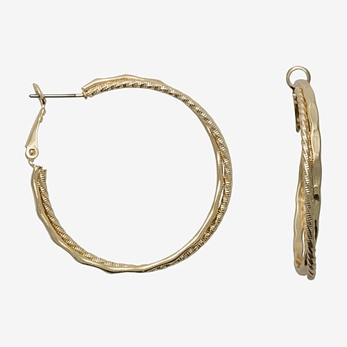 Click here for Bold Elements Gold Tone Womens 50mm Hoop Earrings... prices