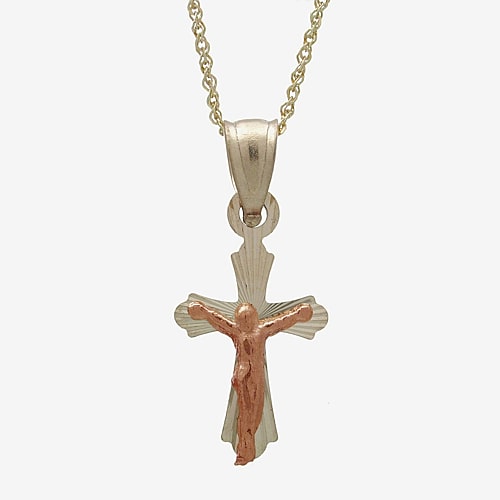 Click here for Rene Bargueiras 14K Two-Tone Gold Crucifix Pendant... prices