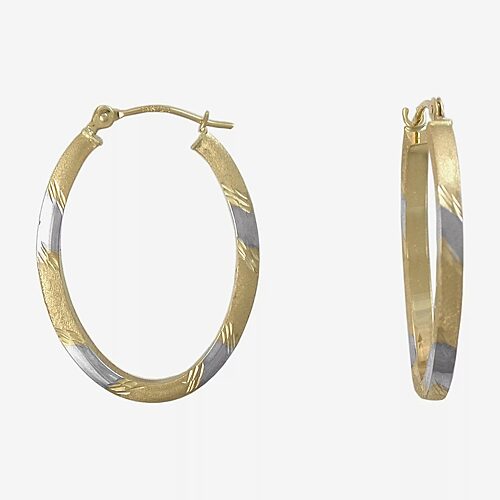 Click here for Two-Tone 14K Gold Oval Hoop Earrings  One Size prices