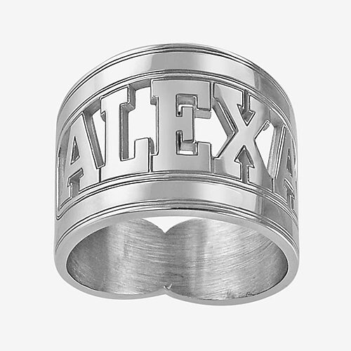 Click here for Personalized Block Name Ring  7 1/2  White prices