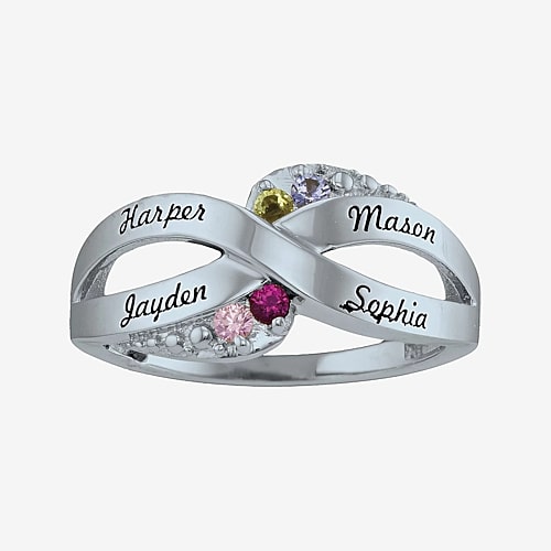Click here for Personalized Simulated Birthstone Engraved X Ring... prices