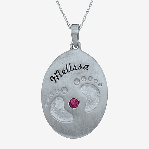 Click here for Personalized Simulated Birthstone Engraved Baby Fe... prices