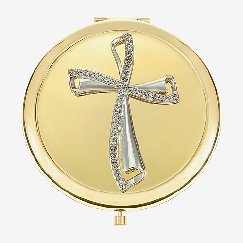 Click here for Monet Jewelry Clear Gold Tone Cross Compact Mirror... prices