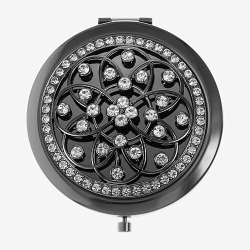 Monet Jewelry Grey Tone Filagree Gray Compact Mirror  One Size  Gray
