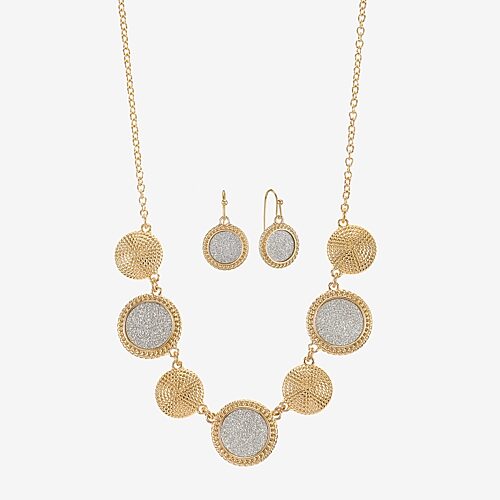 Monet Jewelry Two Tone Collar Frontal Necklaces & Drop Earring Womens Round 2-pc. Jewelry Set  One Size  Yellow