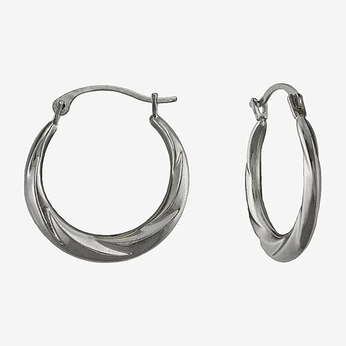 Click here for 14K White Gold Swirl Hoop Earrings  One Size prices