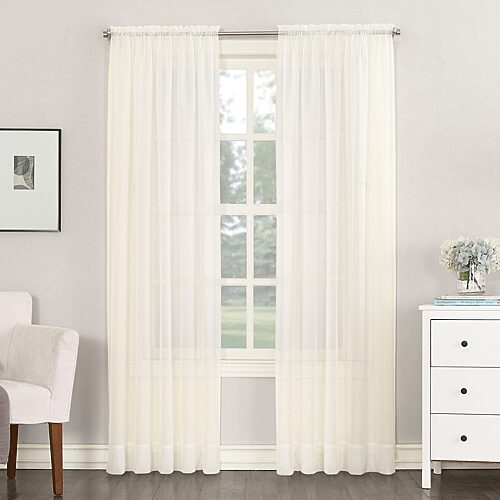 Click here for Sheer Voile Rod Pocket Curtain Panel - Eggshell prices