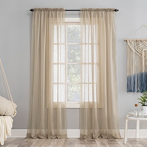 Click here for Sheer Voile Rod Pocket Curtain Panel - Oatmeal prices