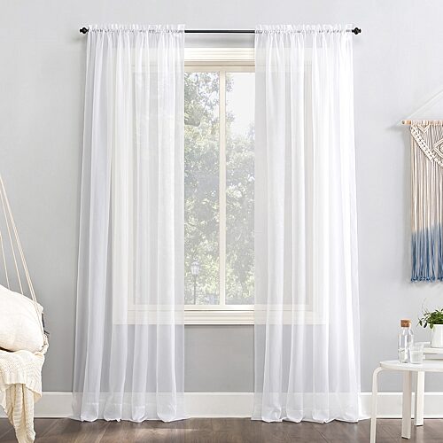 Click here for Sheer Voile Rod Pocket Curtain Panel - White prices