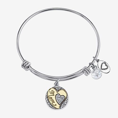 Click here for Footnotes Mom Womens Crystal Stainless Steel Heart... prices