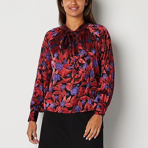 Click here for Worthington Womens Mock Neck Long Sleeve Blouse  X... prices