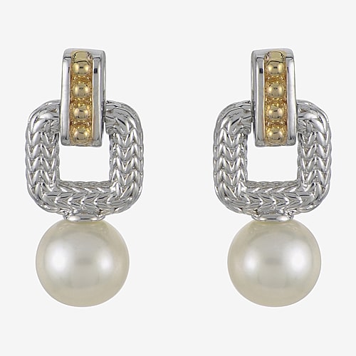 Click here for Womens White Cultured Freshwater Pearl 14K Two Ton... prices