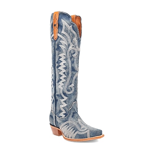 Click here for Dan Post Womens Denim Darlin Stacked Heel Cowboy B... prices