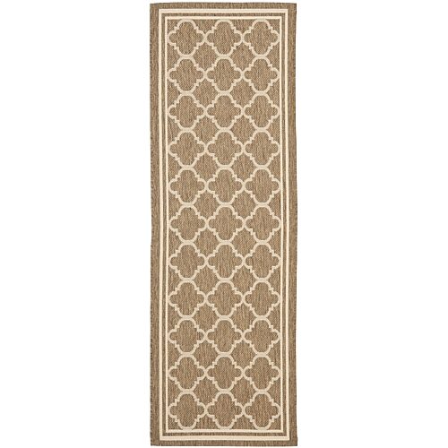 Safavieh Courtyard Collection Crispian Geometric Indoor/Outdoor Runner Rug  One Size  Brown