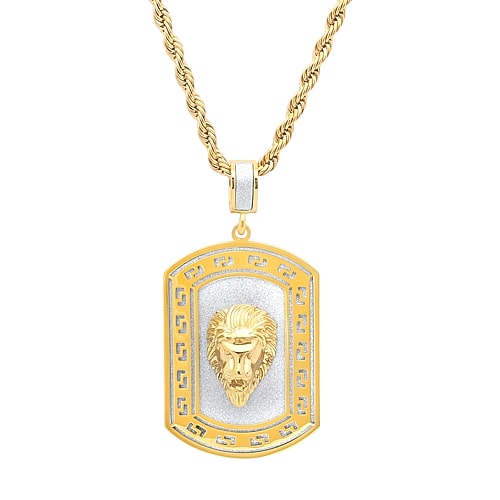 Click here for Mens 18K Gold over Stainless Steel Dog Tag Pendant... prices