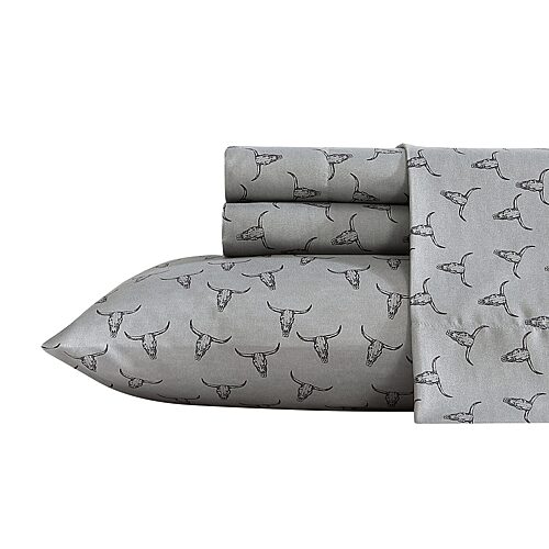 Click here for Wrangler Steer Skulls Grey Microfiber Sheet Set prices