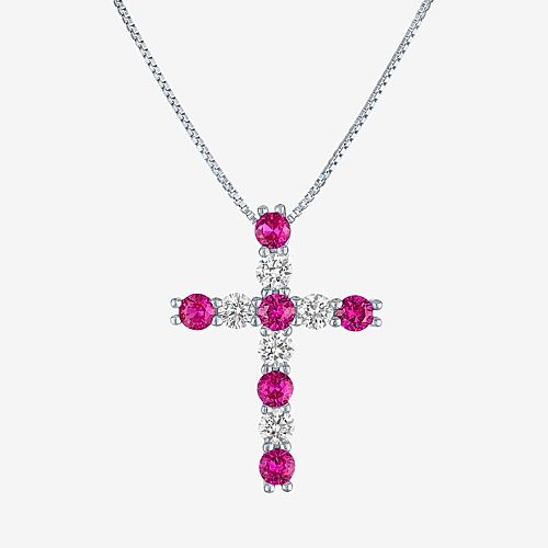 Click here for Womens Lab Created Red Ruby Sterling Silver 18 Inc... prices