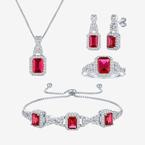 Click here for Womens Lab Created Red Ruby Pure Silver Over Brass... prices