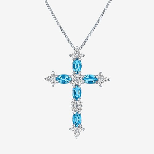 Click here for Womens Lab Created Blue Topaz Sterling Silver Cros... prices