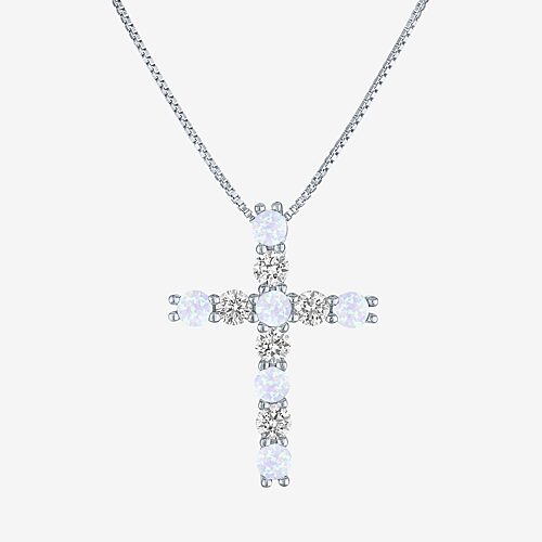 Click here for Womens White Opal Sterling Silver 18 Inch Pendant... prices