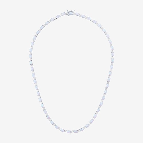 Click here for Womens White Opal Sterling Silver 18 Inch Tennis N... prices