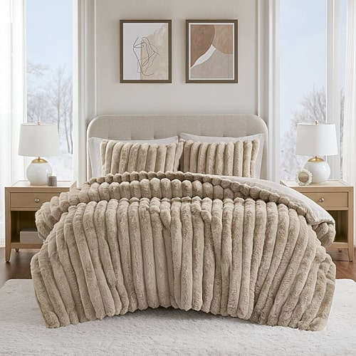 Click here for Madison Park Jasmine Faux Fur Reverse to Velvet 3-... prices