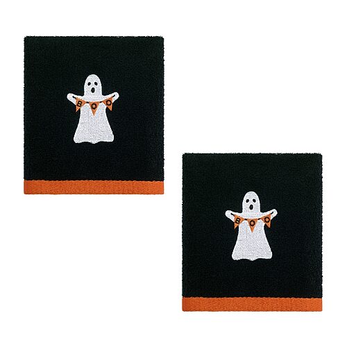 Avanti Ghost Boo Halloween 2pk. Embroidered Hand Towels