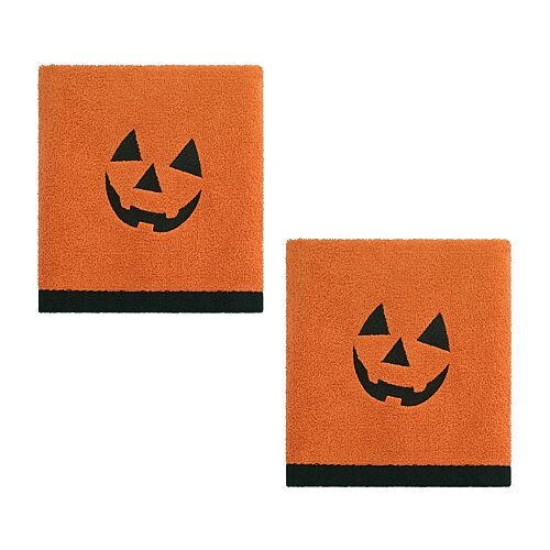 Avanti Jack-O-Lantern Halloween 2pk.Embroidered Hand Towels