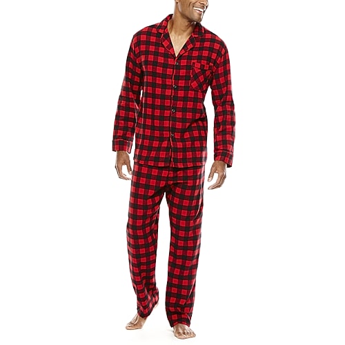 Click here for Hanes Flannel Mens Long Sleeve 2-pc. Pajama Set  X... prices