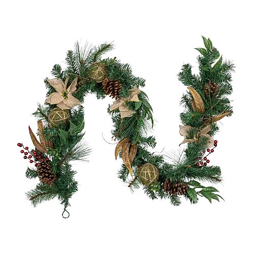 Click here for Northlight Pine With Poinsettias And Berries Chris... prices