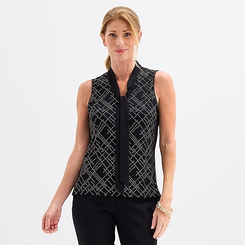 Click here for Black Label by Evan-Picone Womens Split Tie Neck S... prices
